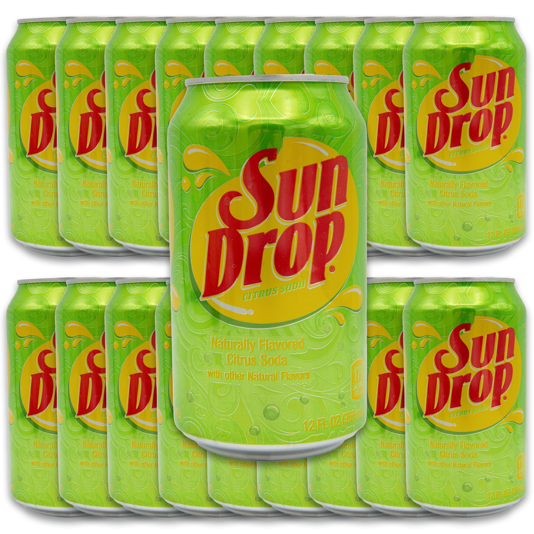 Sun Drop Citrus Soda Pop, 12.0 oz, 18 Pack Cans - Walmart.com