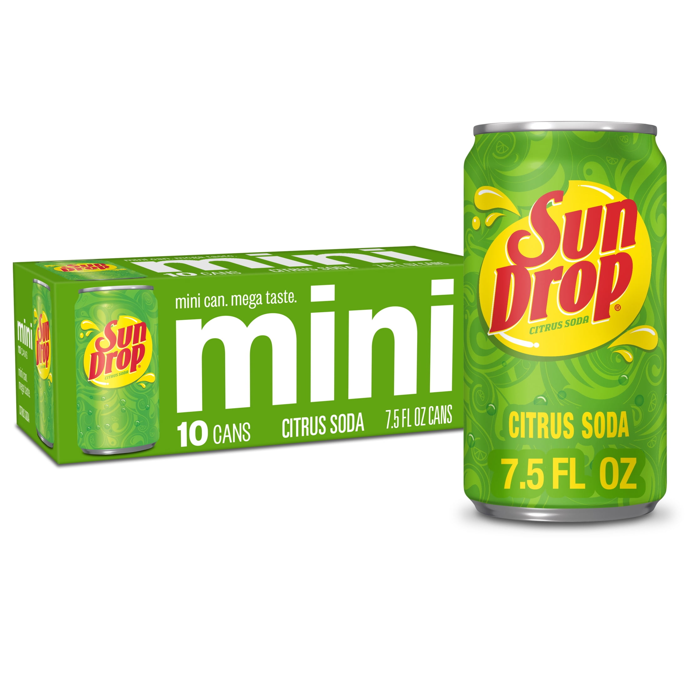 Sun Drop Citrus Soda Pop, 7.5 fl oz, 10 Pack Mini Cans - Walmart.com