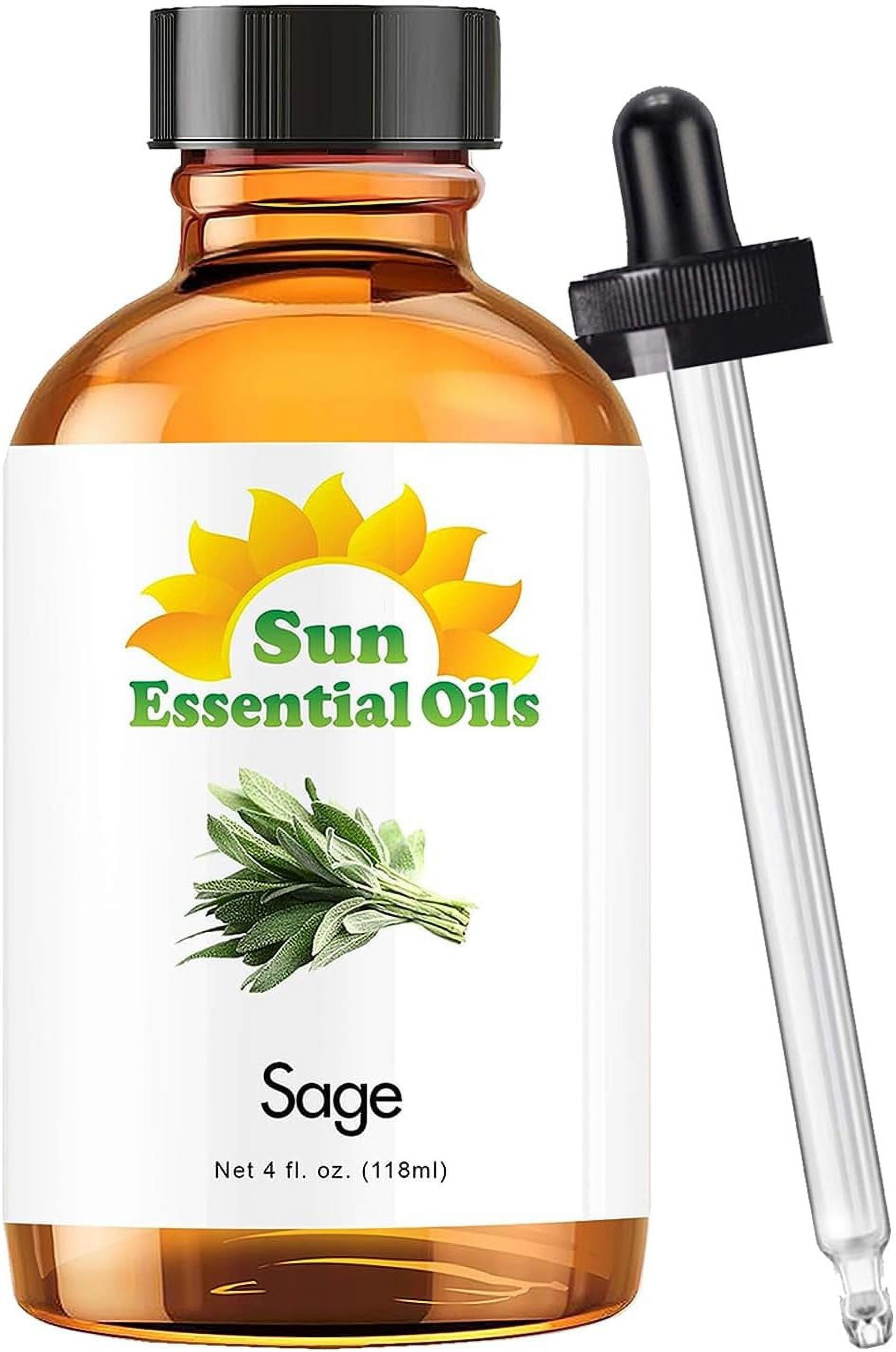Sun Essential Oils 4oz - Sage Essential Oil - 4 Fluid Ounces - Walmart.com