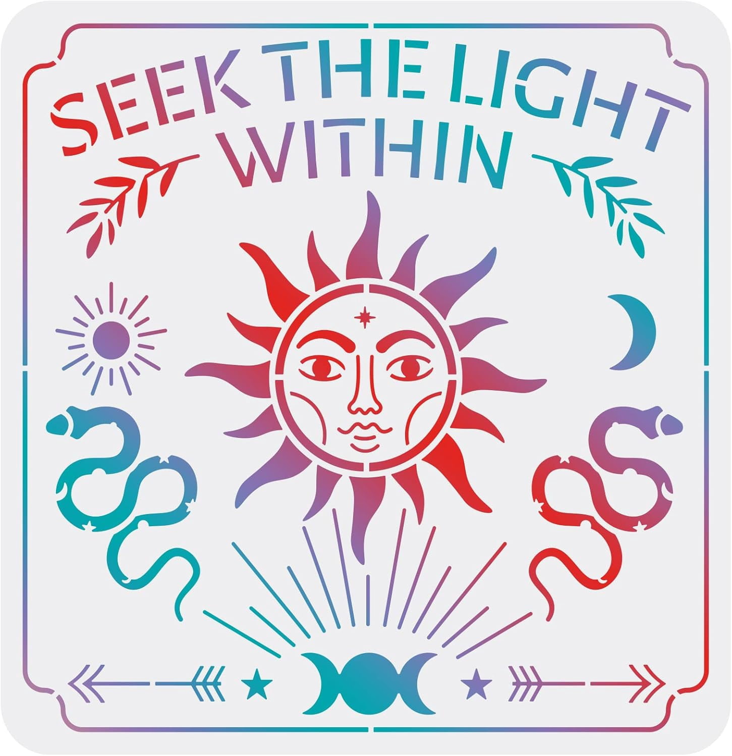 Sun Face Art Stencils for Painting Template 11.8x11.8 Inch Reusable DIY ...