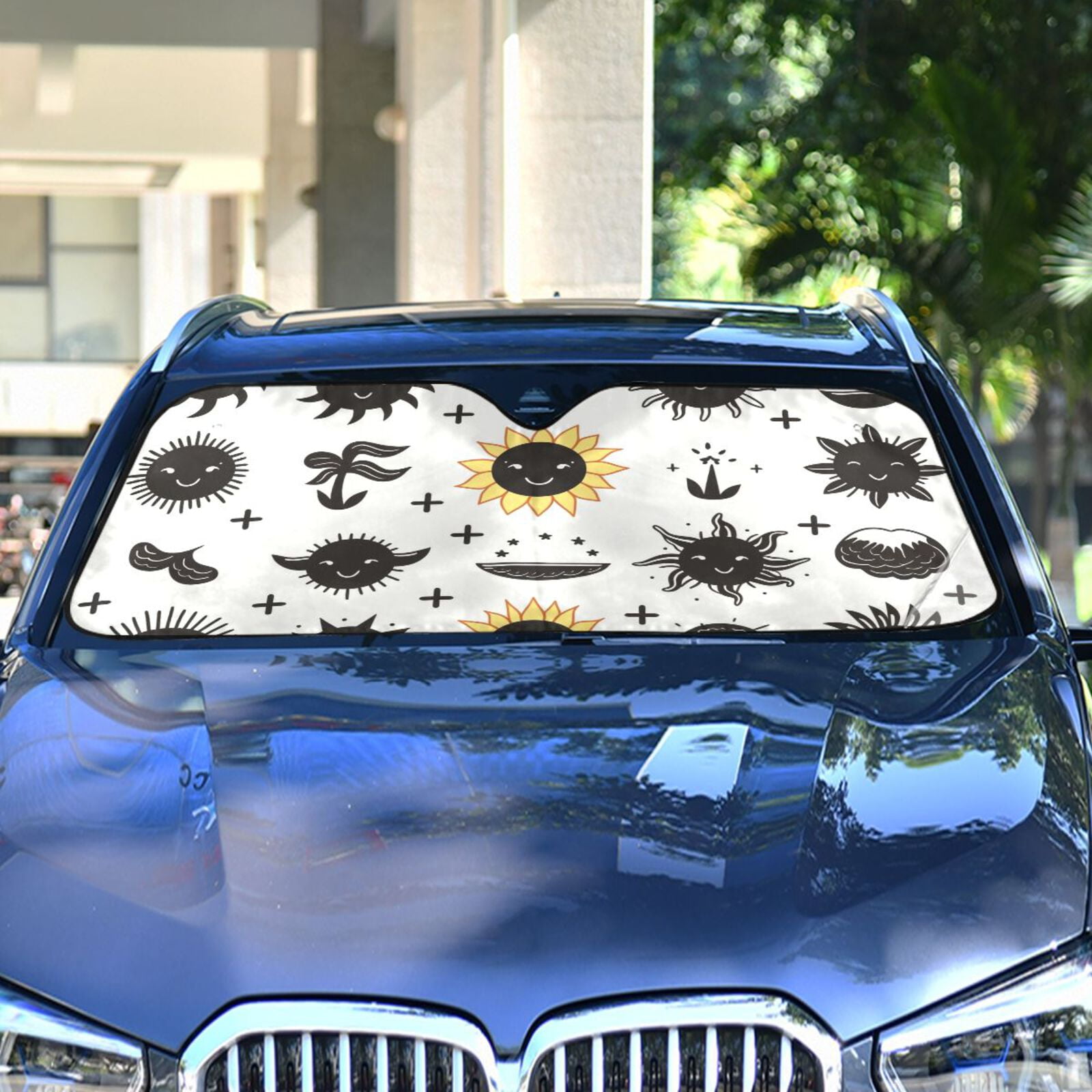 Sun Face Leaves Automotive Front Car Windshield Sun Shade Reflector ...