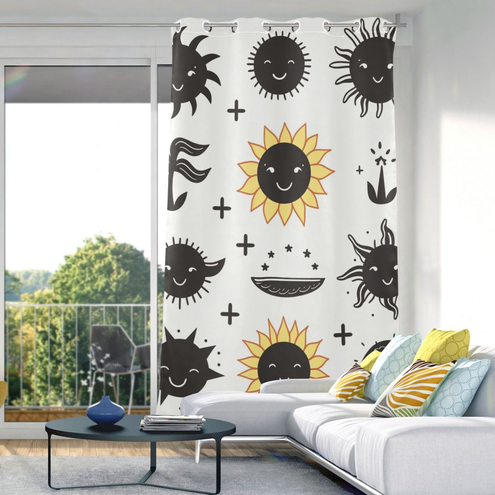 Sun Face Leaves Blackout Curtain Panels Drapes Privacy Assured with ...