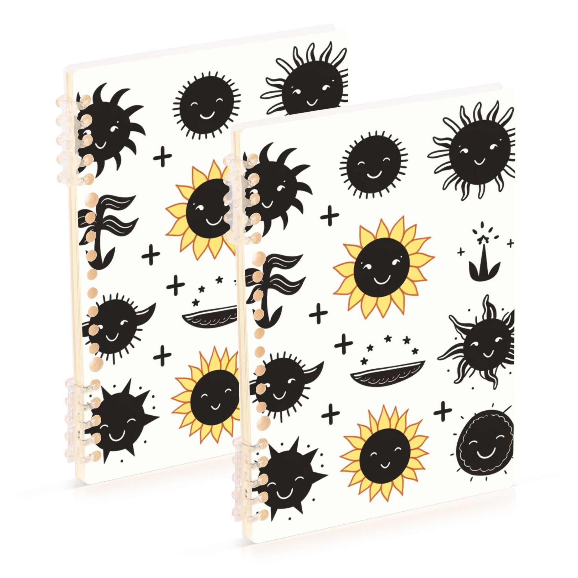 Sun Face Leaves Ring Binder Notebook Journey Note Diary College Ruled ...