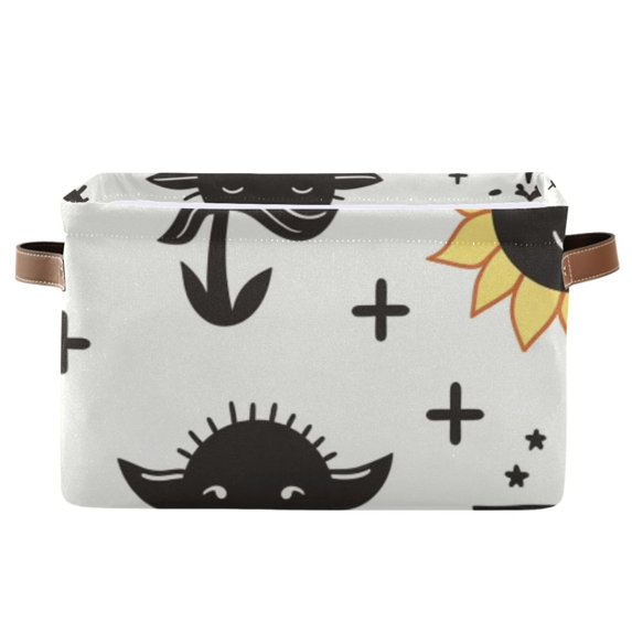 Sun Face Leaves Storage Bins Baskets With Handles Storage Box Clothes ...