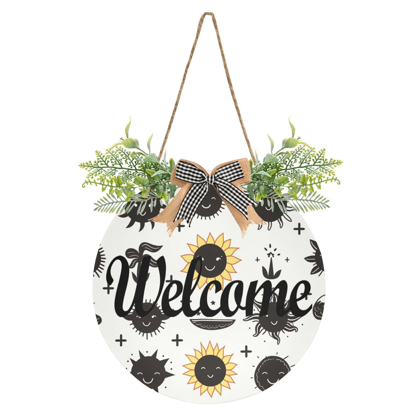 Sun Face Leaves Welcome Sign for Front Door Wreath Door Sign for ...