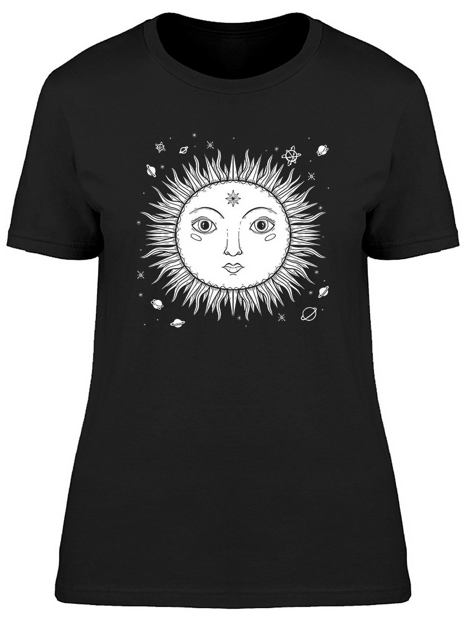 Sun Face Mystic Symbols T-Shirt Women -Image by Shutterstock, Female ...
