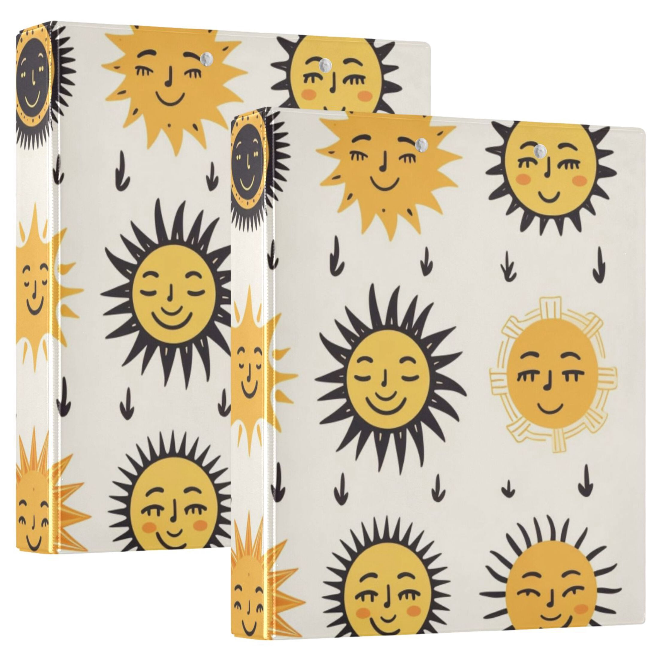 Sun Faces 3 Ring Binders 1.5 inch Hardcover File Folders with Interior ...