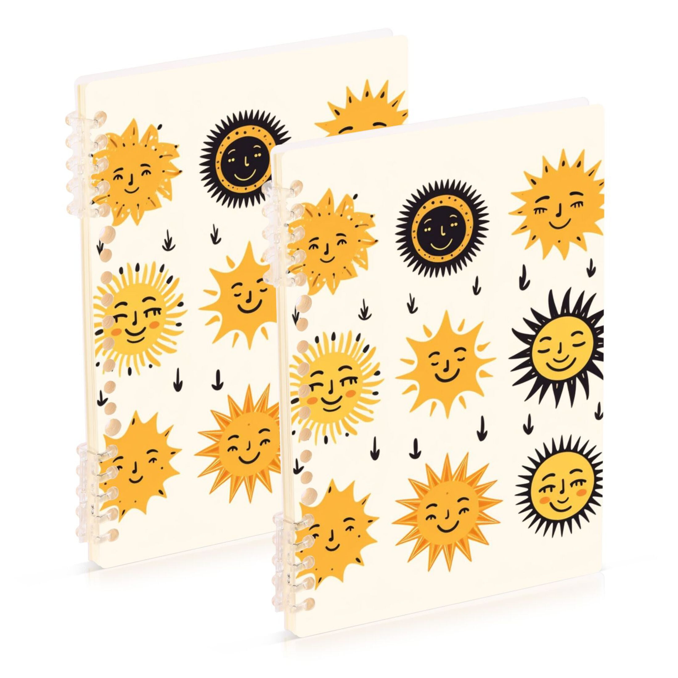 Sun Faces Ring Binder Notebook Journey Note Diary College Ruled Spiral ...