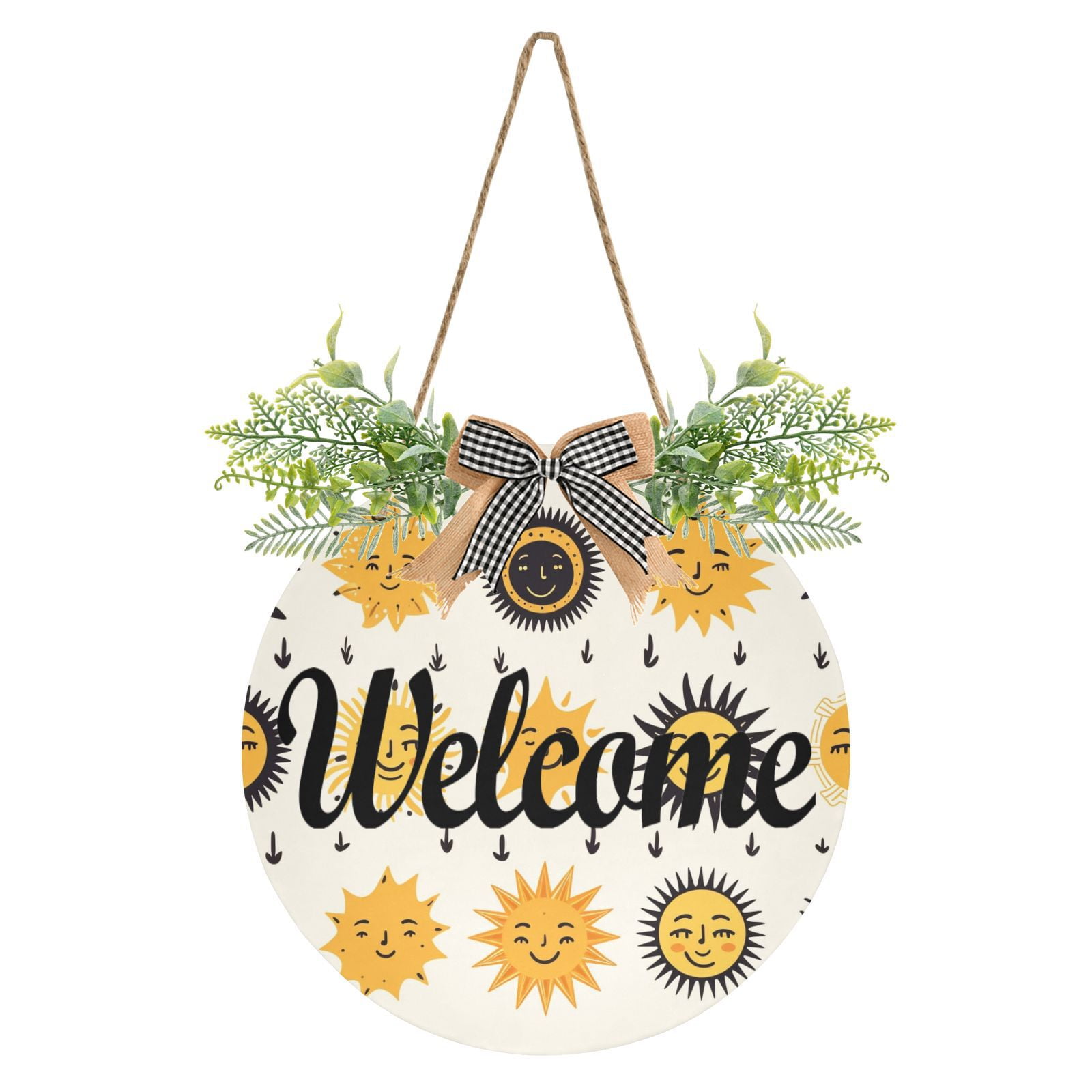 Sun Faces Welcome Sign for Front Door Wreath Door Sign for Farmhouse ...
