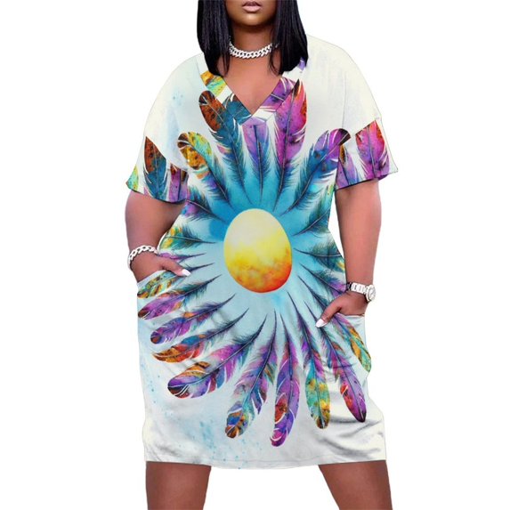 Sun Feathers Art Print Loose Pocket Dress Dresses Summer Summer Dresses ...