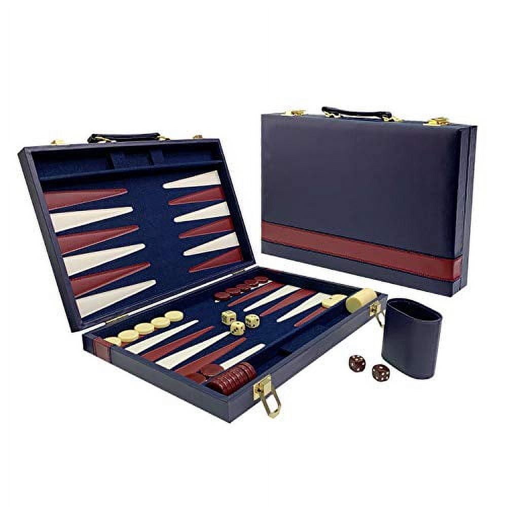Free Shipping! Sun Flair Backgammon Set Leatherette 15 inch, Folding Classic Board Game, Smart ...