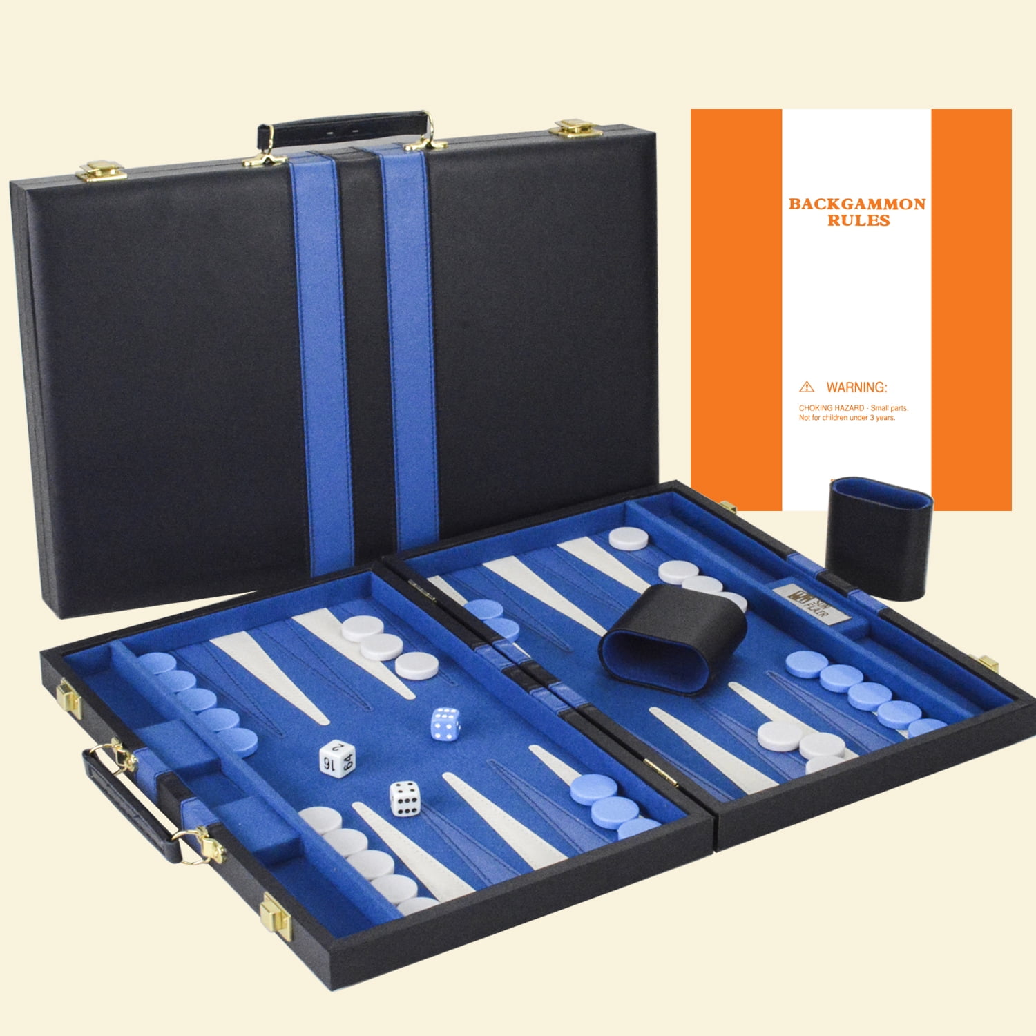 Sun Flair Backgammon Set Leatherette 17.5 inch, Folding Classic Board ...
