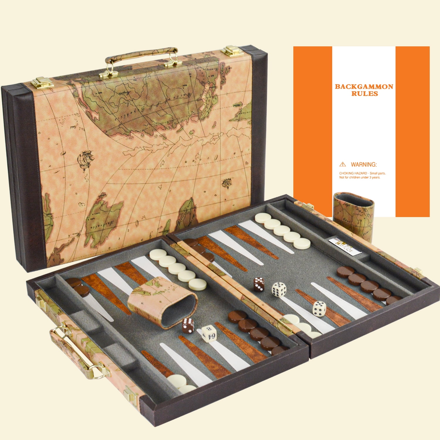 Sun Flair Backgammon Set Leatherette 17.5 inch, Folding Classic Board ...