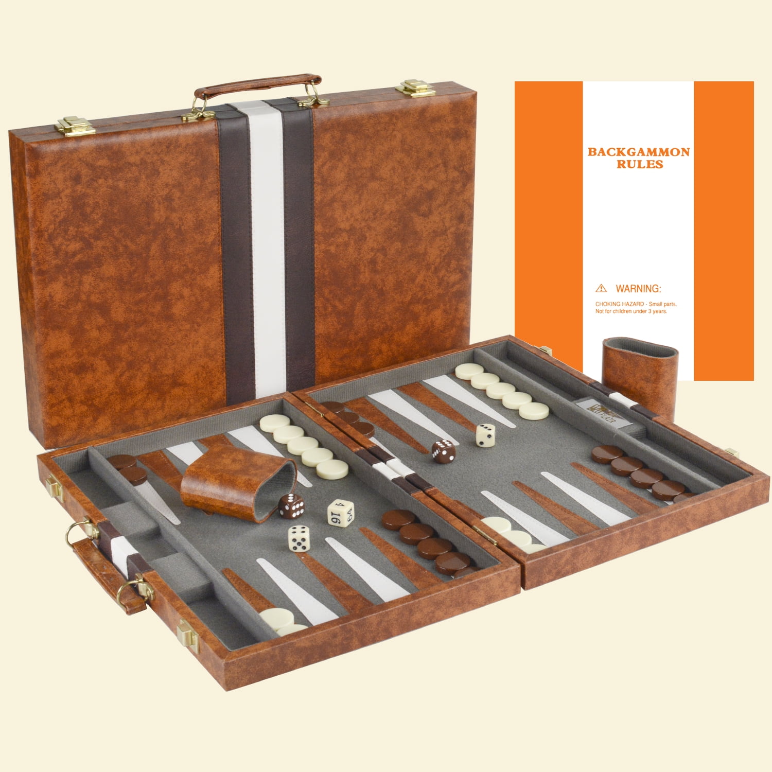 Sun Flair Backgammon Set Leatherette 17.5 inch, Folding Classic Chess ...