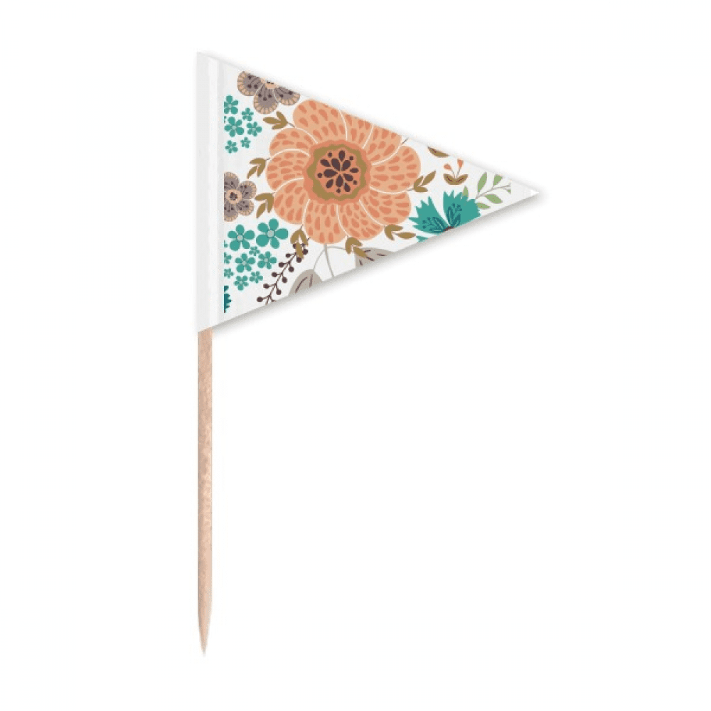 Sun Flower Flower Paint Toothpick Triangle Cupcake Toppers Flag ...
