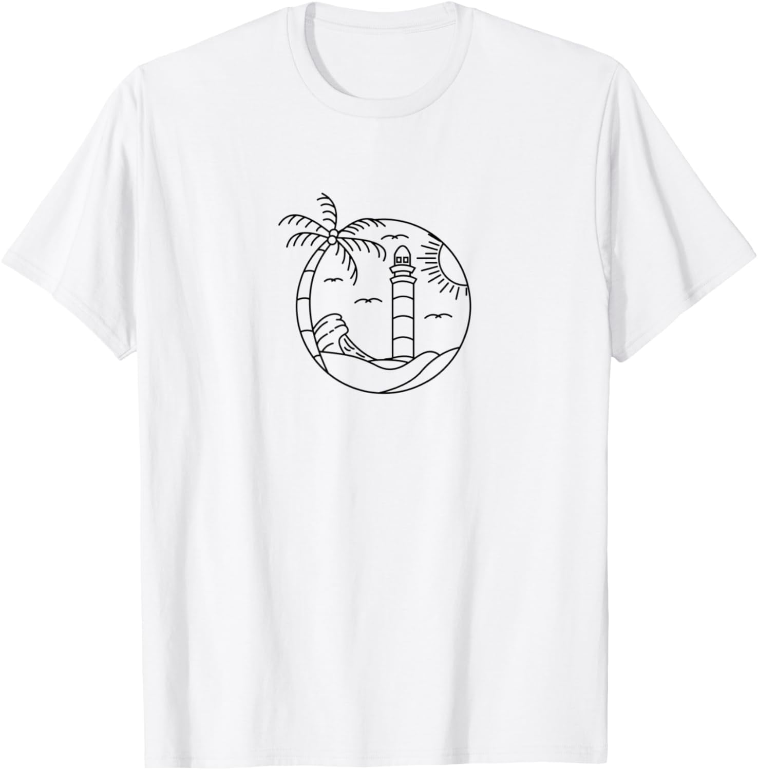 Sun Freedom lighthouse in black and white T-Shirt men and women can ...