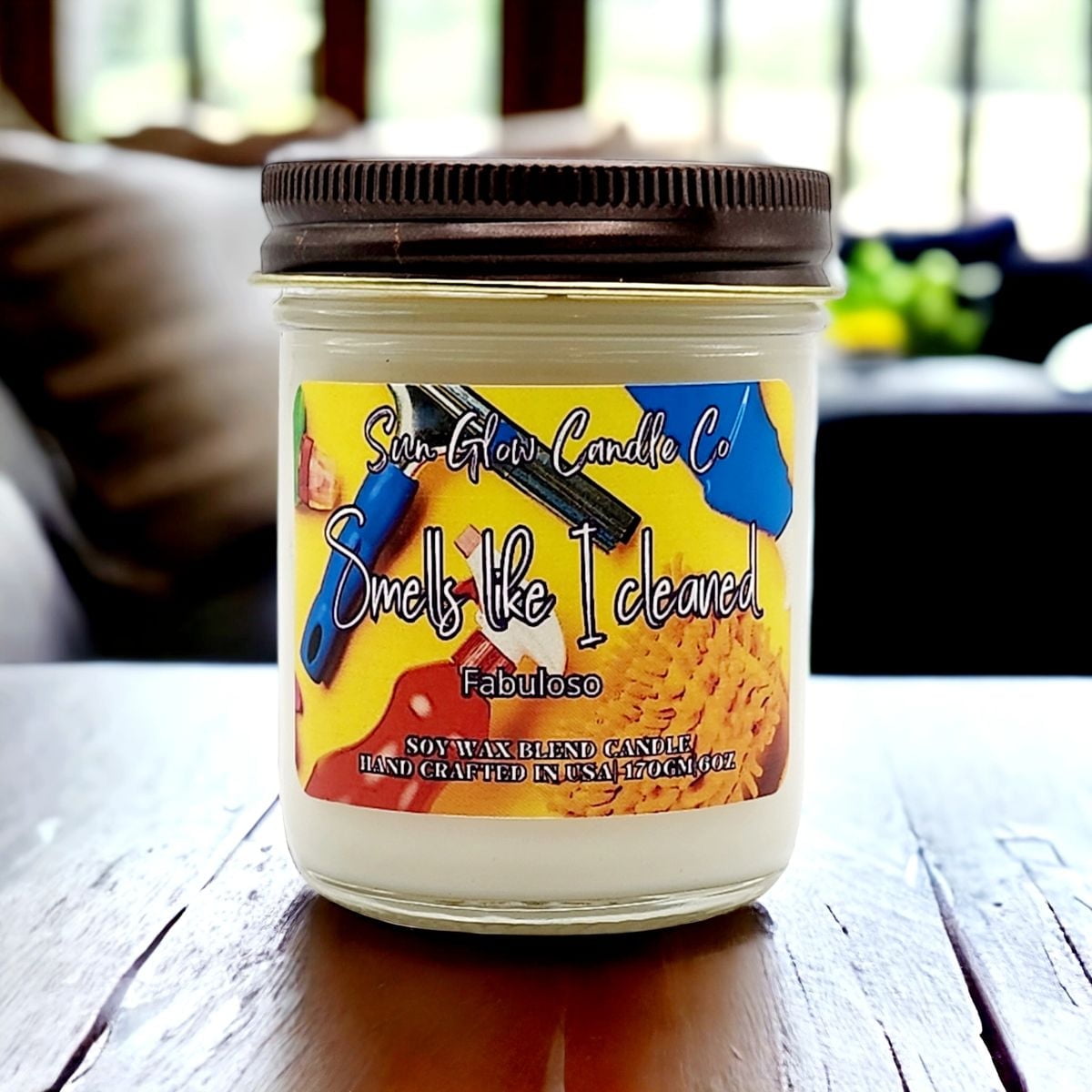 Sun Glow Candle Smells like I Cleaned |fabuloso| 6oz Scented Mason Jar ...