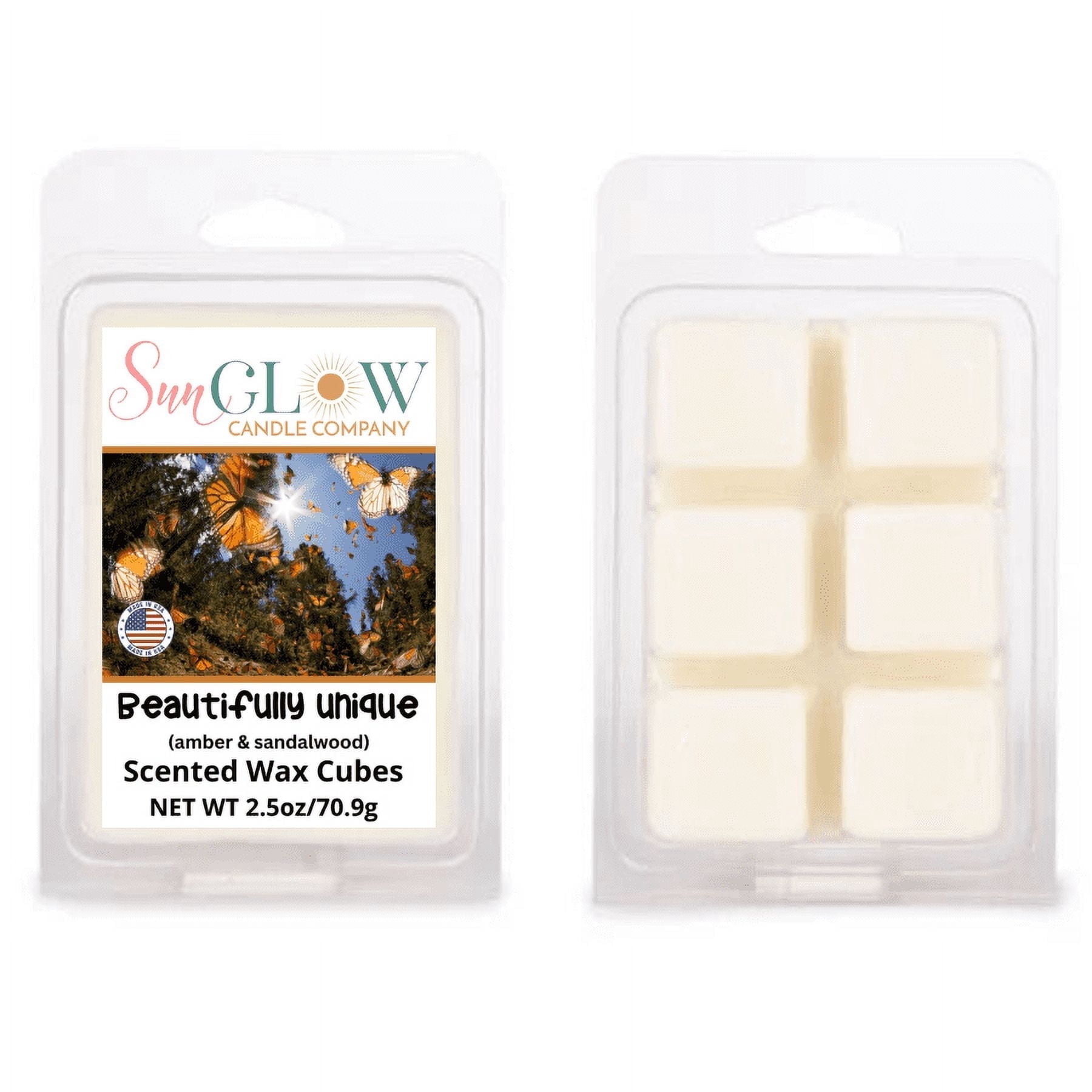 Sun Glow Candle Wax Melts, Beautifully Unique [Amber and Sandalwood] 6 ...