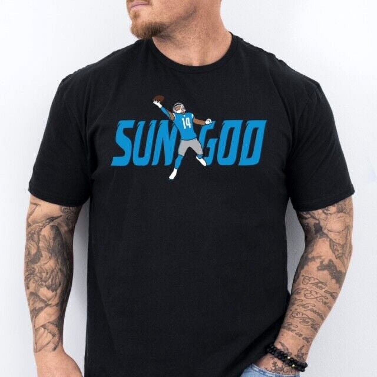 Sun God 14 | Detroit Football themed Pre-Shrunk Ring Spun Cotton T ...