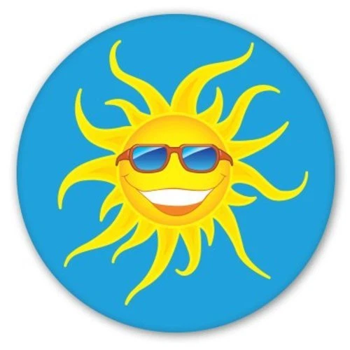 Sun Happy On Blue Car Sticker Phone Decal Water Bottle Stickers Car ...