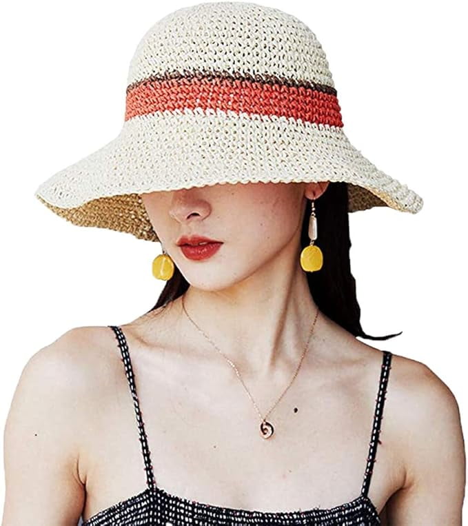 Sun Hat Floppy Straw Hat Wide Brim Foldable Bucket Summer Beach Visor ...