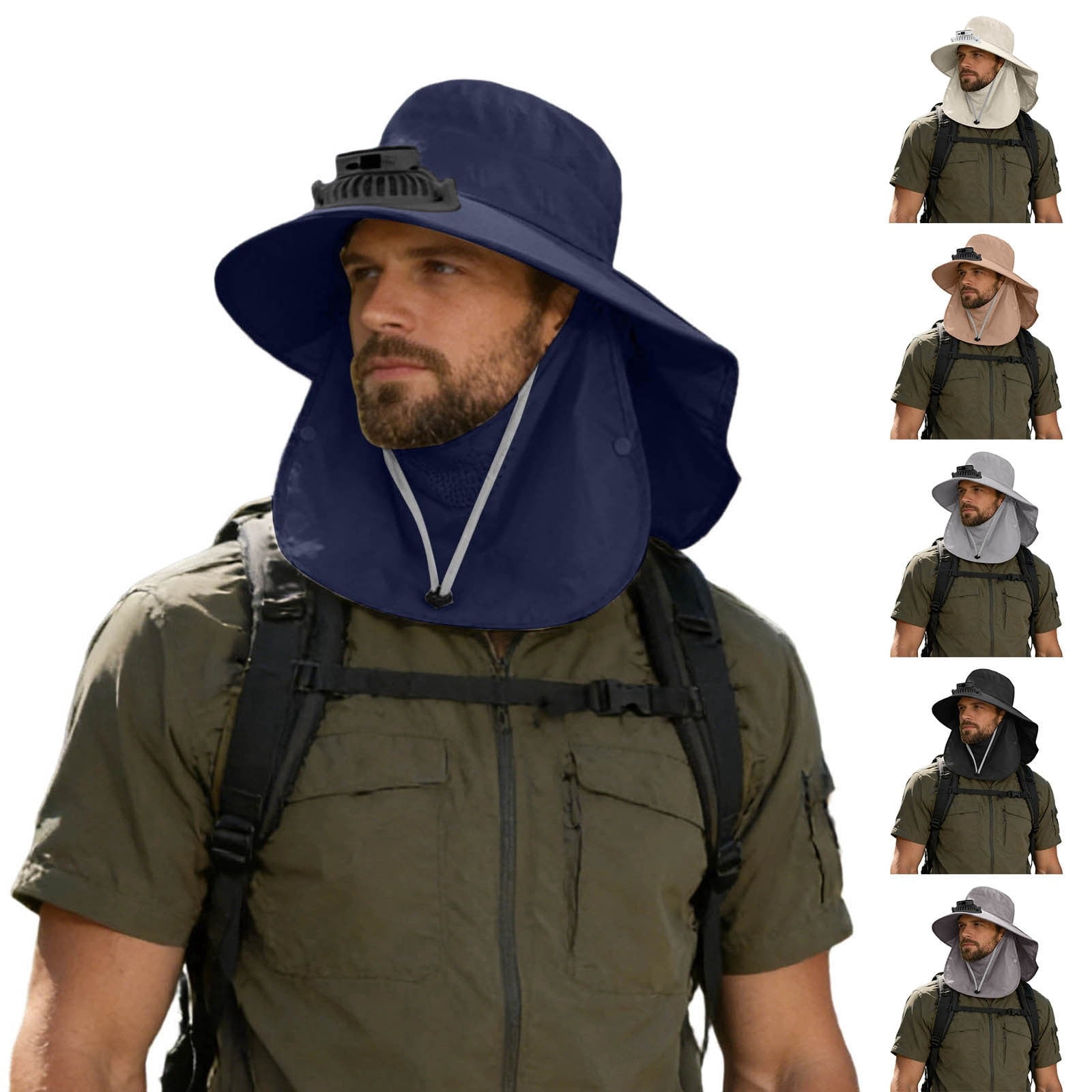 Sun Hat Hat with Fan Sunscreene Neck Flap Outdoor Solar Fan Hat Wide ...