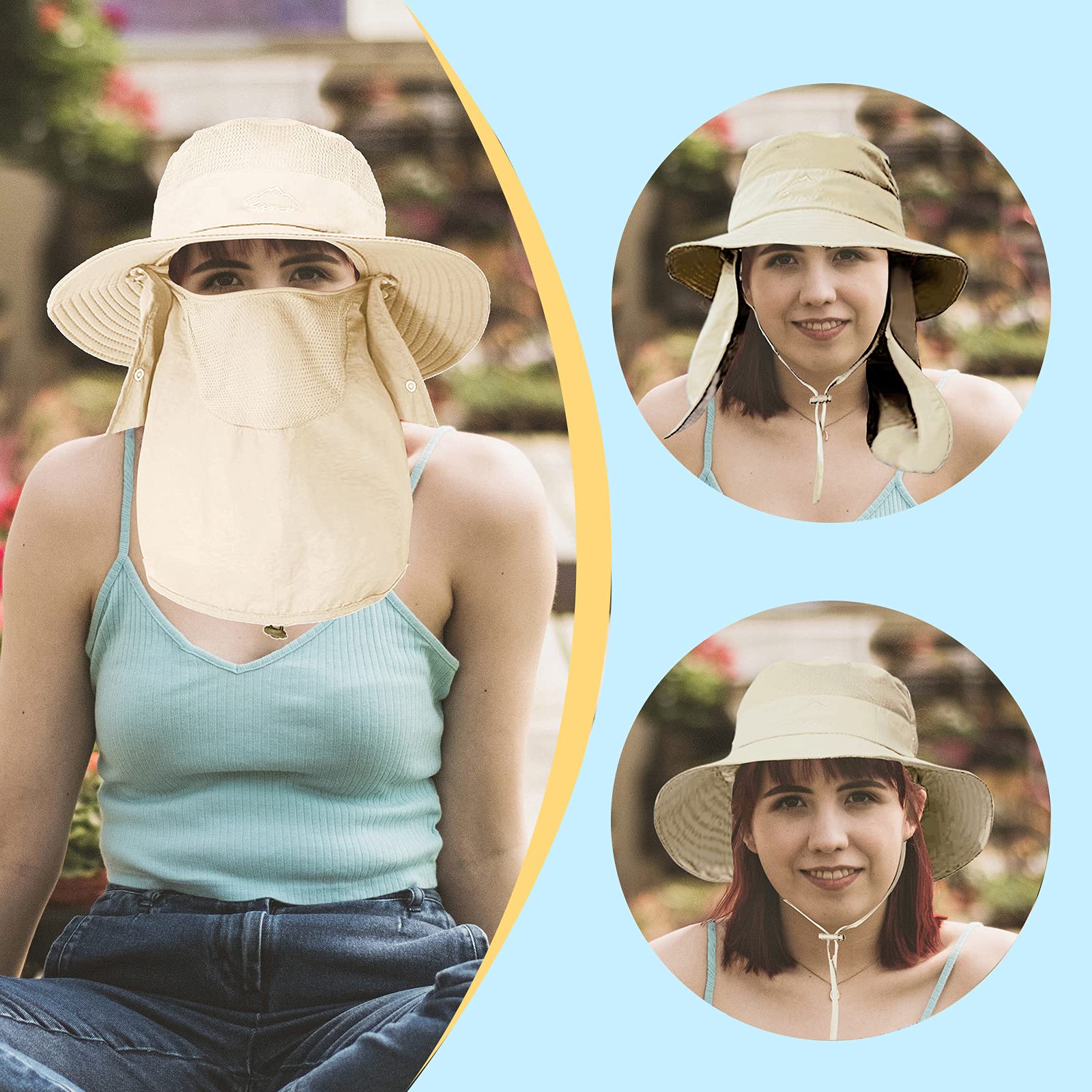 Sun Hat Men, Outdoor UPF 50+ UV Protection Caps with Face Cover & Neck ...