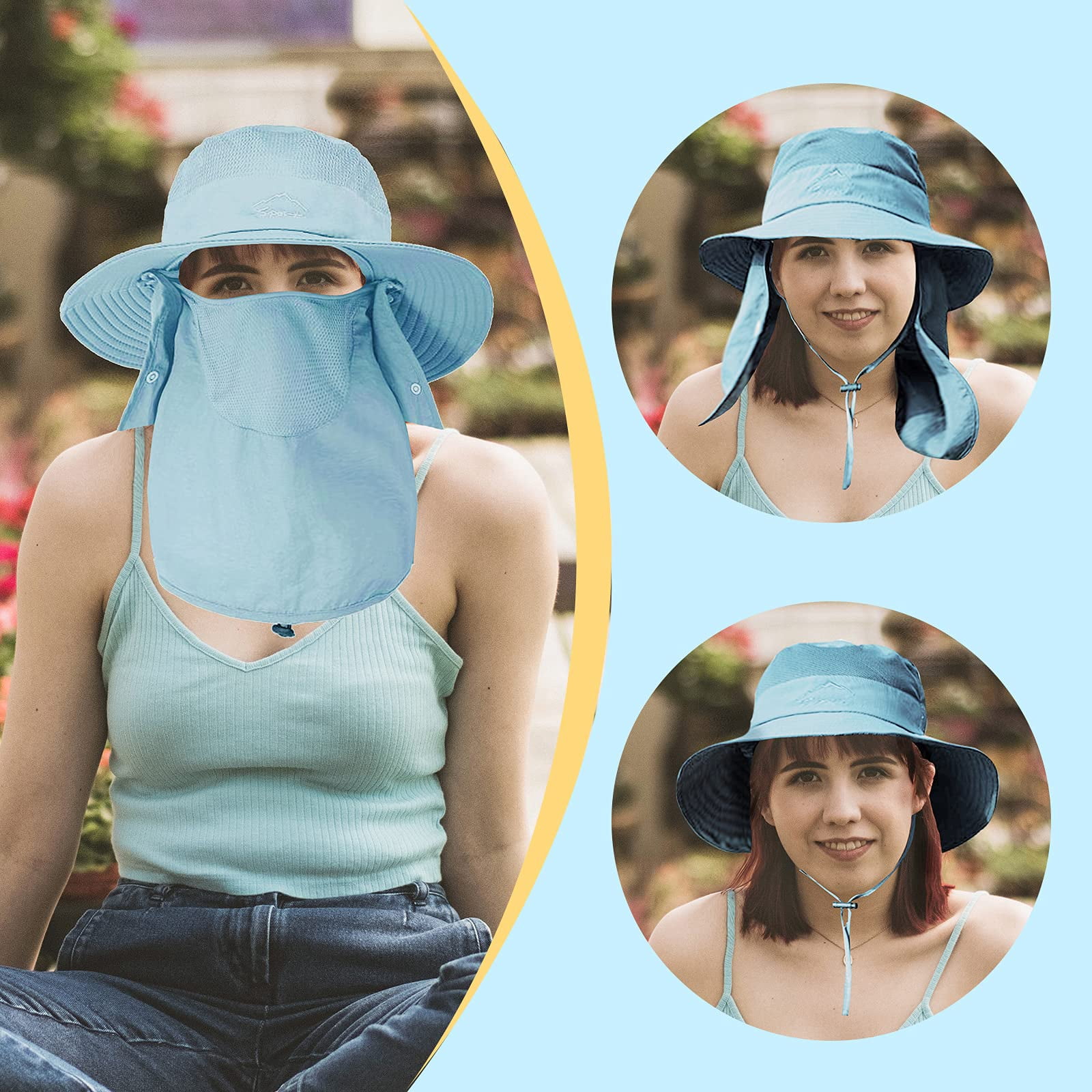 Sun Hat Men, Outdoor UPF 50+ UV Protection Caps with Face Cover & Neck ...