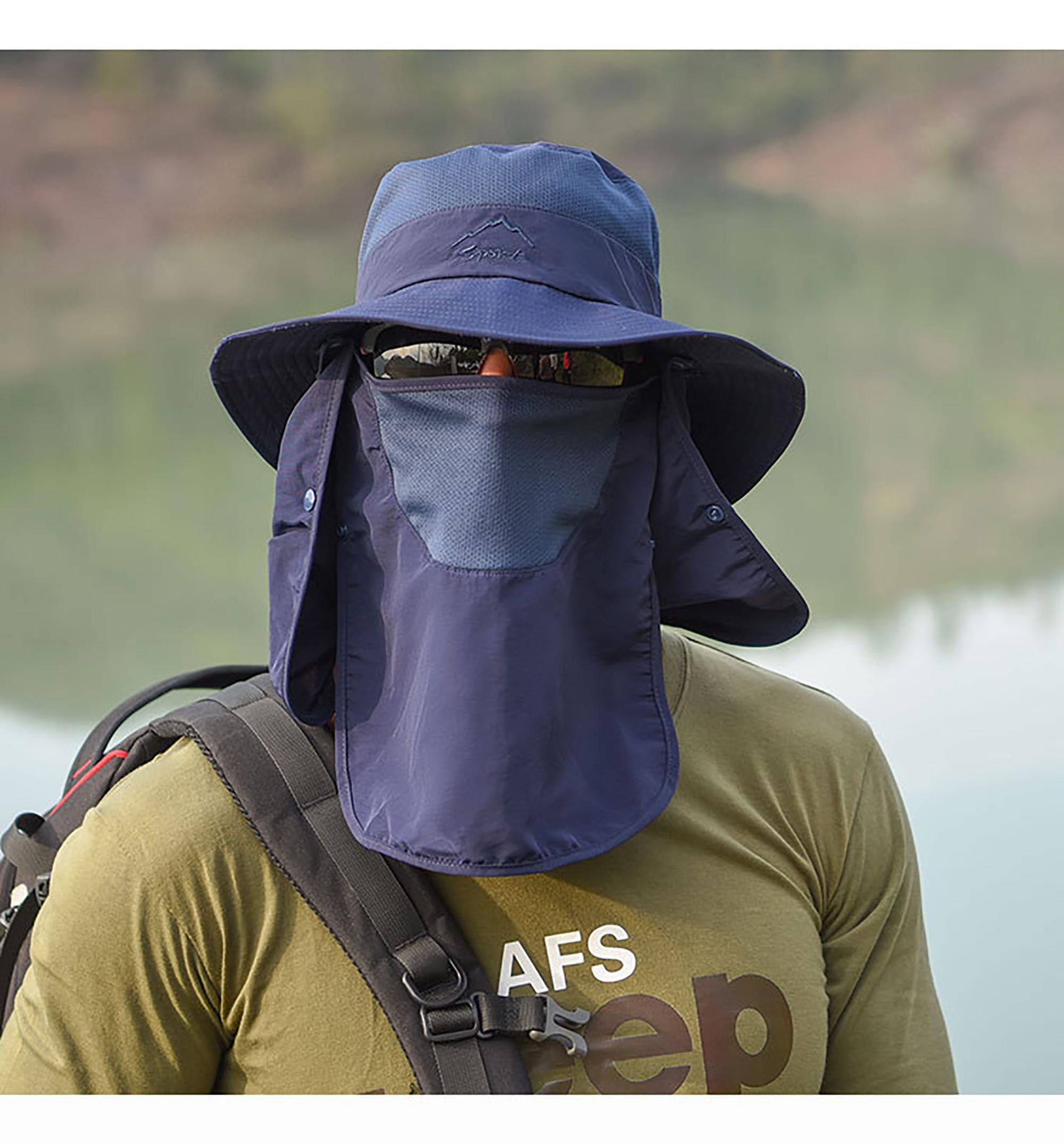 Sun Hat Men, Outdoor UPF 50+ UV Protection Caps with Face Cover & Neck ...