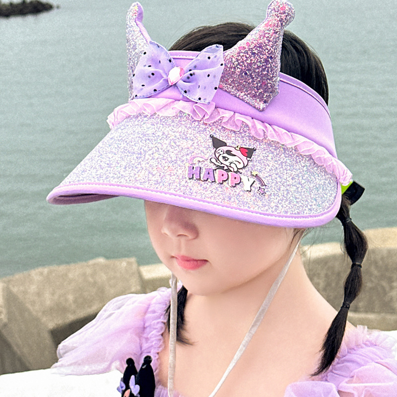 Sun Hat Summer Princess Shiny Kuromi Empty Top Hat Outdoor Big Brim Sun ...