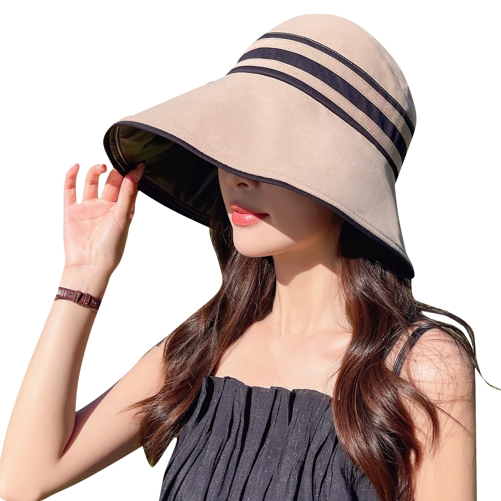 Sun Hat Women, Summer Wide Brim Bucket Hat, Foldable Beach Caps for ...