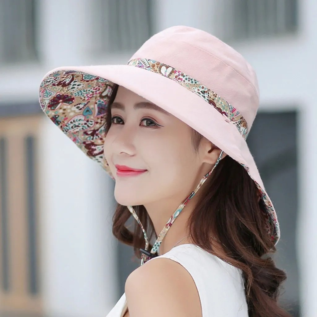 Sun Hat, Women's Summer Beach Travel Bowknot Sun Hat with Wide Brim ...