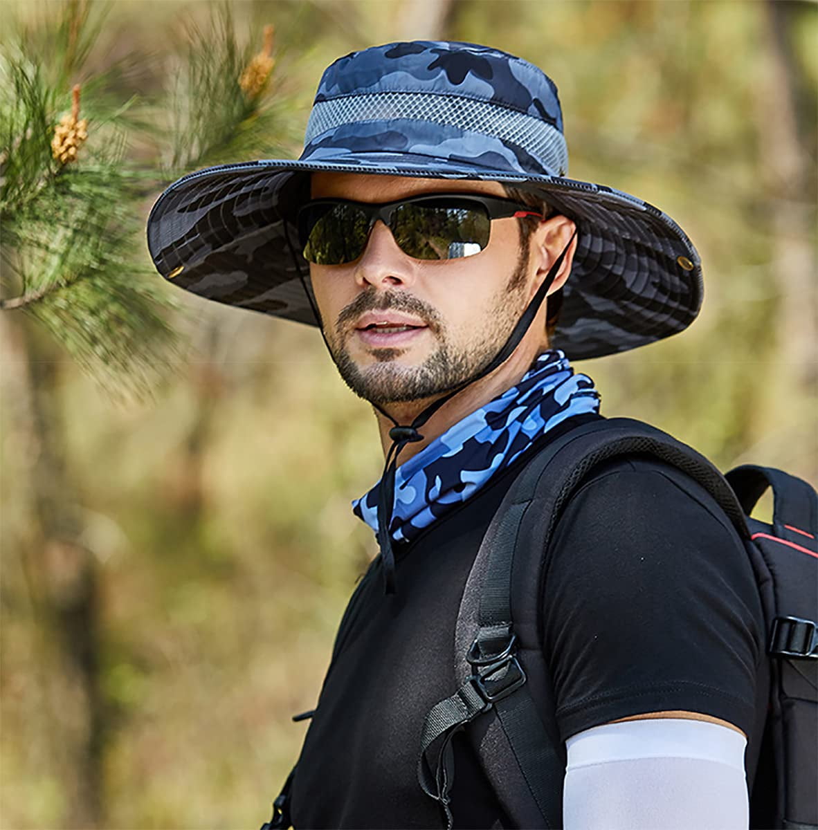 Sun Hat for Men, Adjustable Camouflage Waterproof Bucket Hat for Men ...