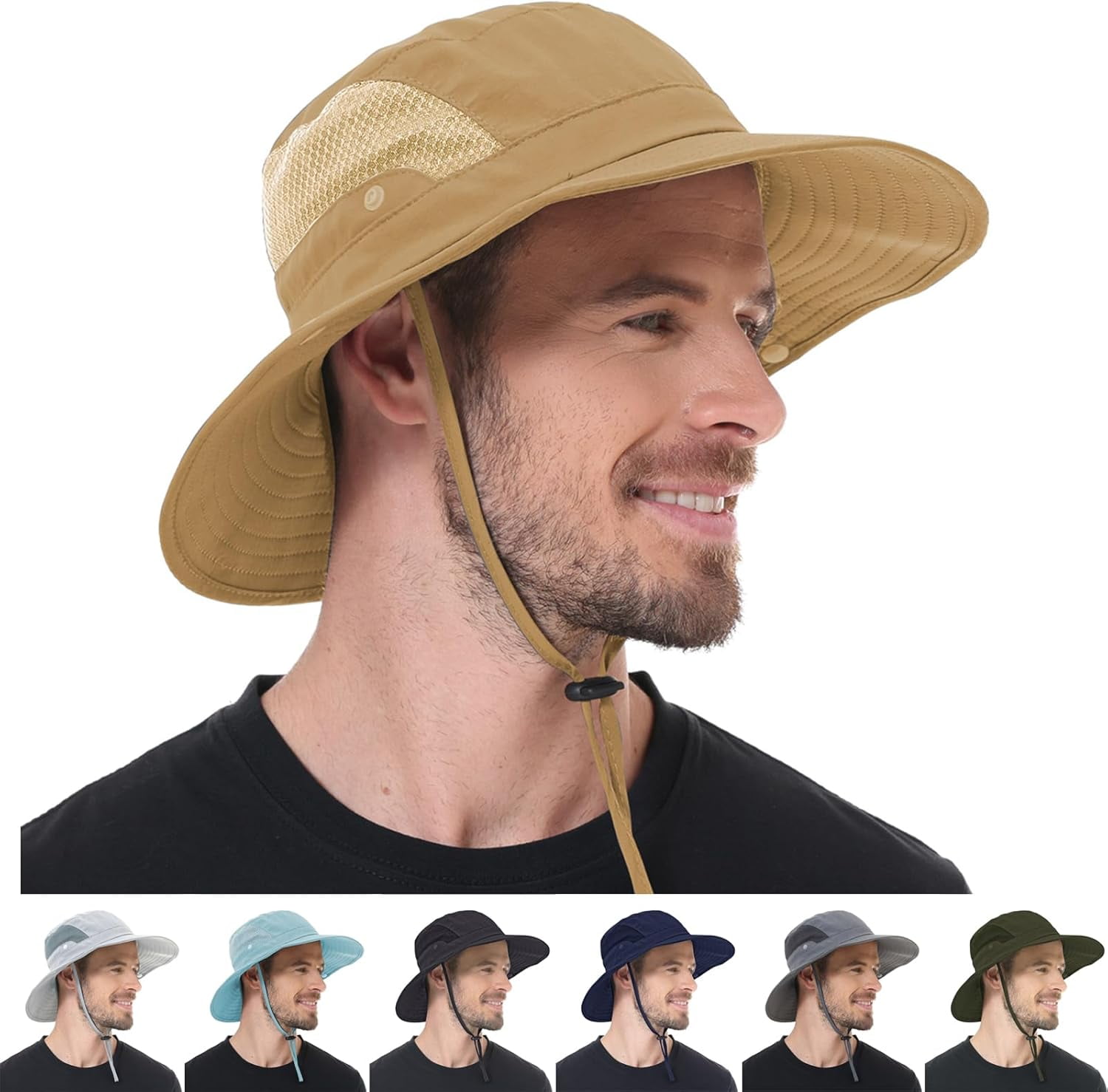 Sun Hat for Men Women UPF 50+ Fishing Hats Waterproof Wide Brim Boonie ...