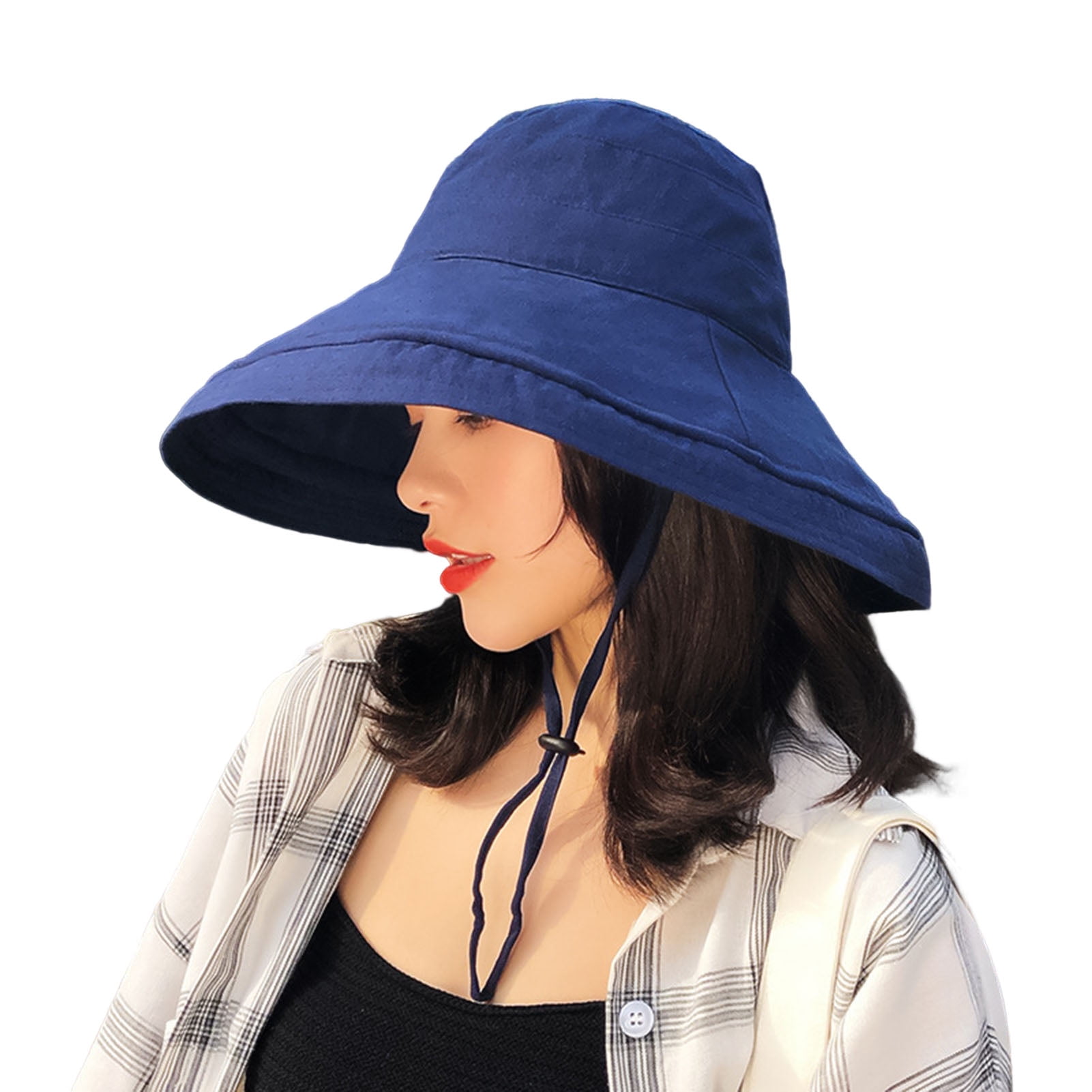 Sun Hat for Women Summer Outdoor Wide Brim UV Protection Hats with Chin ...