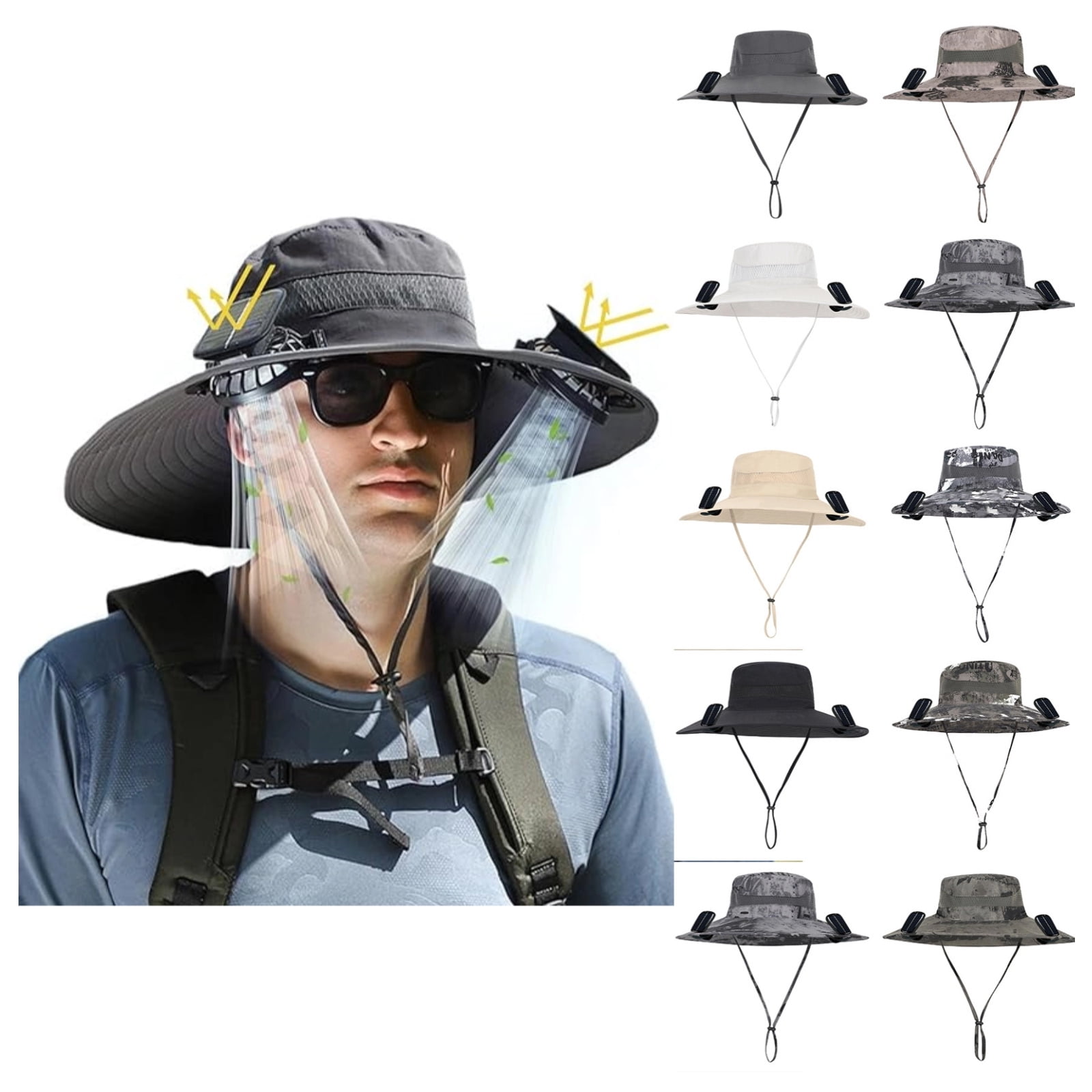 Sun Hat with Fan Outdoor Sun Hat with Two Solar Rechargeable Fans Sun ...