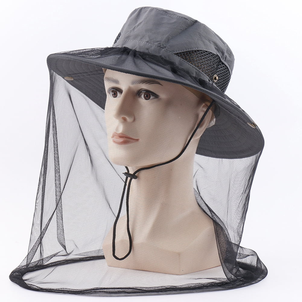 Sun Hat with Removable Mesh Head Net Safari Hat Outdoor UV Protection ...