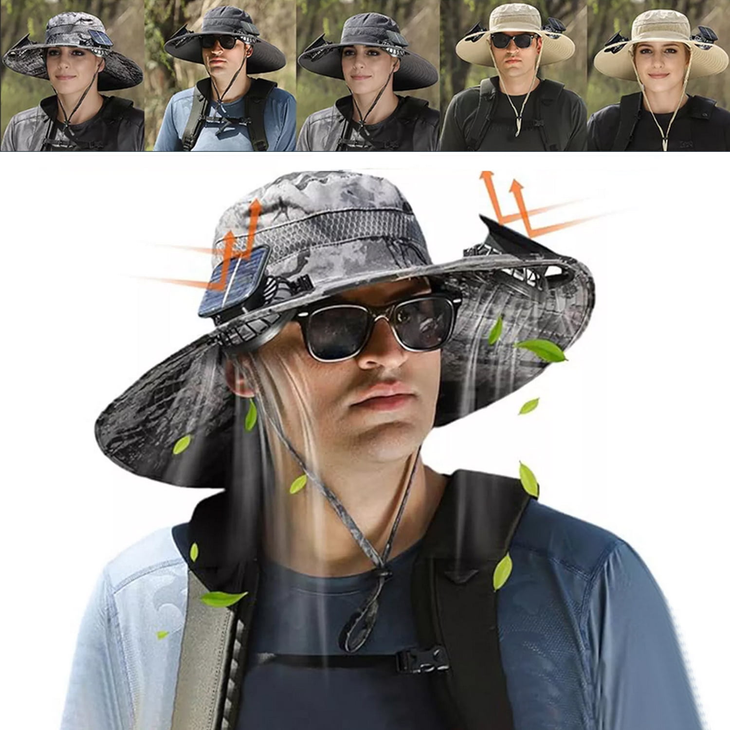 Sun Hat with Solar Powered Fan, HOMEYA Summer UV Protection Wide Brim ...