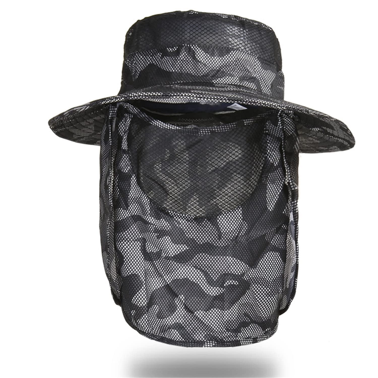 Sun Hats for Men, Adjustable Camouflage Camping Hat with Face Cover ...