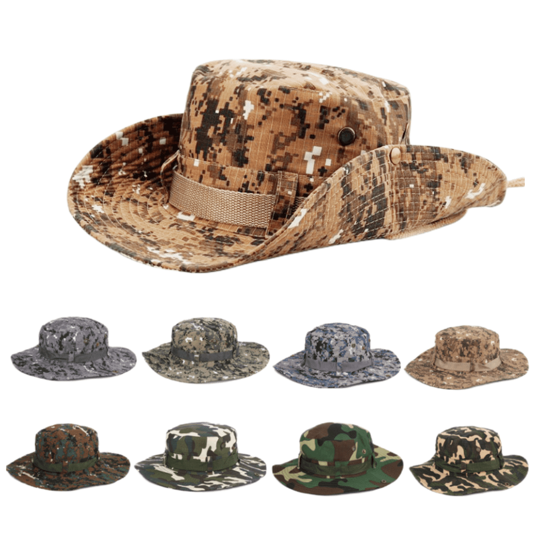 Sun Hats for Men Women Camo Bucket Hat Protection Summer Safari Wide ...