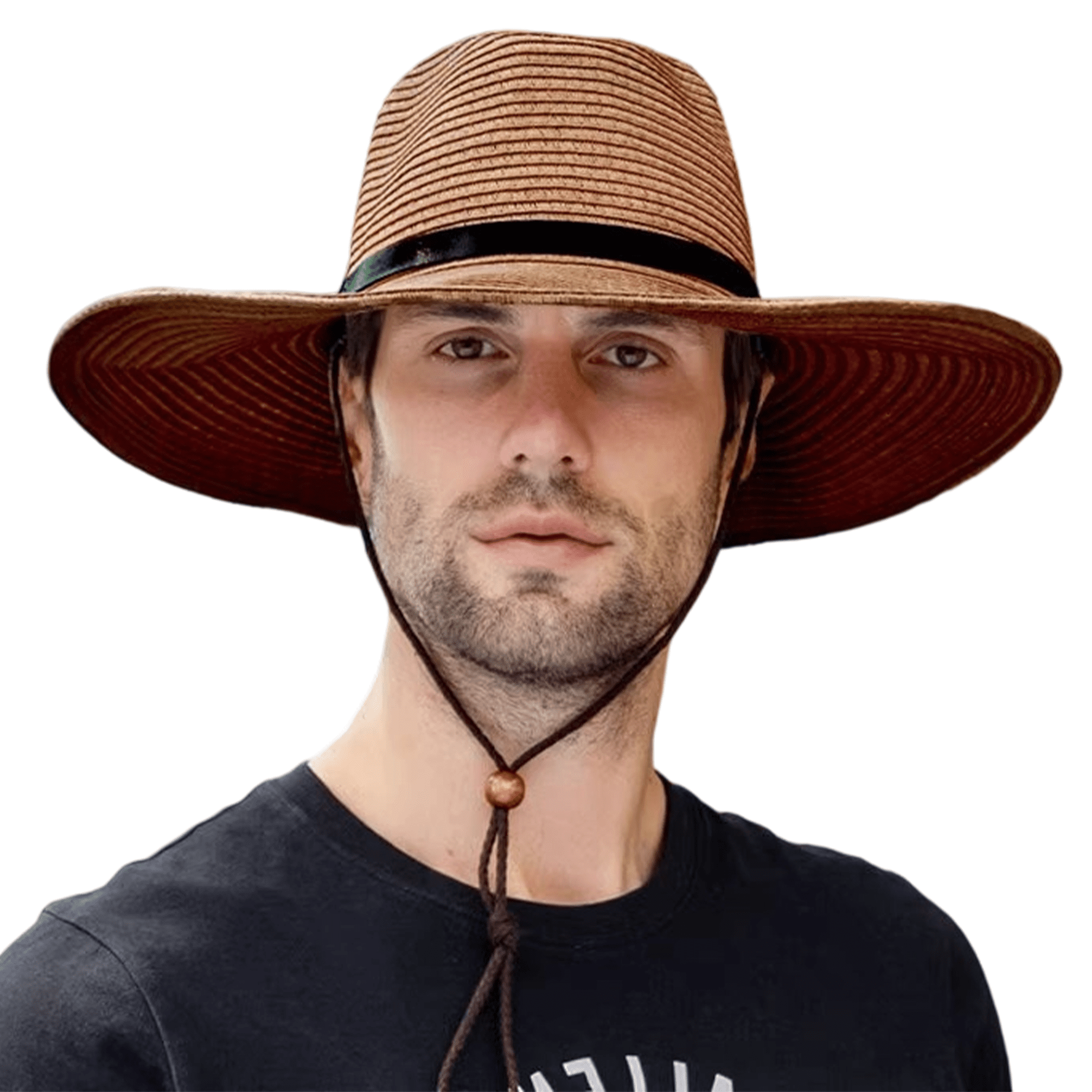 Dowellia Khaki Foldable Straw Sun Hat for Men Wide Brim Outdoor Sun ...