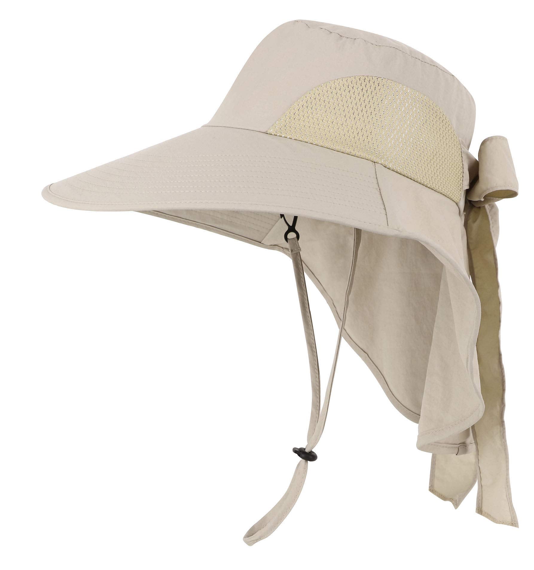 Sun Hats for Women, Bow Beach Hats with Large Neck Flap, Wide Brim UPF ...