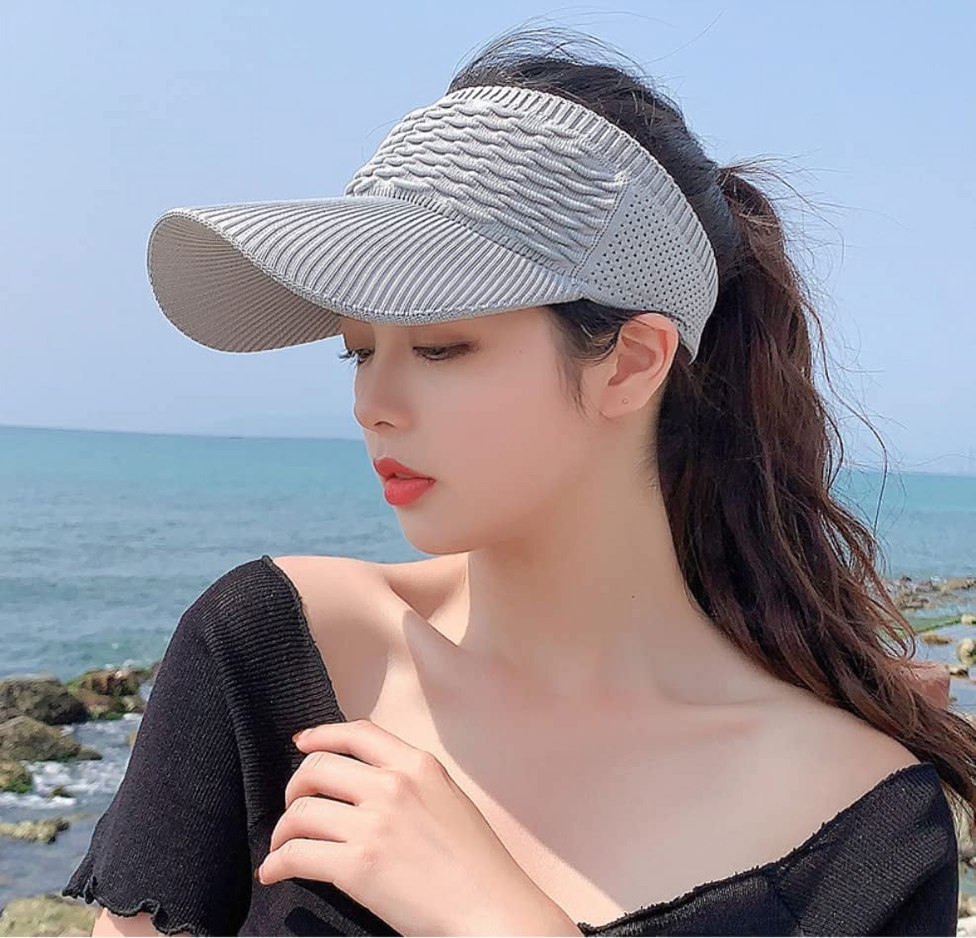 Sun Hats for Women, Elastic Knitted Empty Top Sports Hat, Quick Drying ...