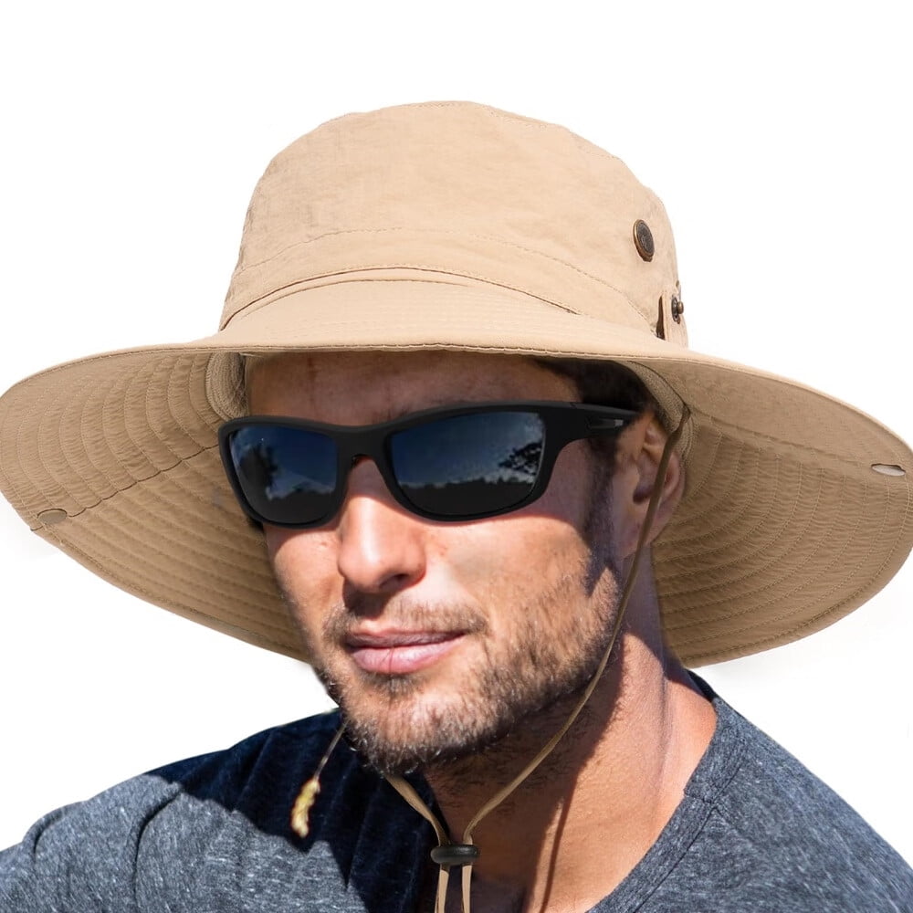 Sun Hats for Men Fishing Hat UPF 80+ Foldable Wide Brim Outdoor Hiking ...