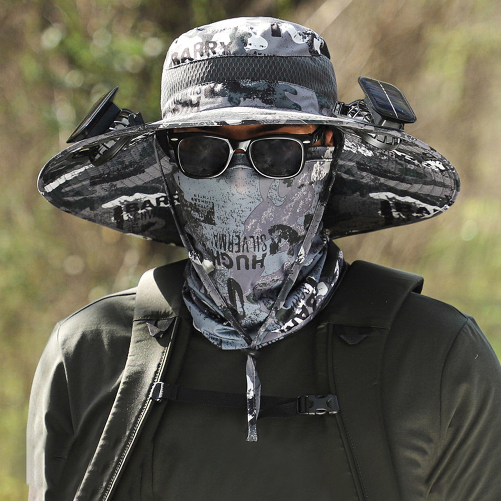 Sun Hats for Men with 2 Solar Fans, Wide Brim Cooling Bucket Hat, USB ...