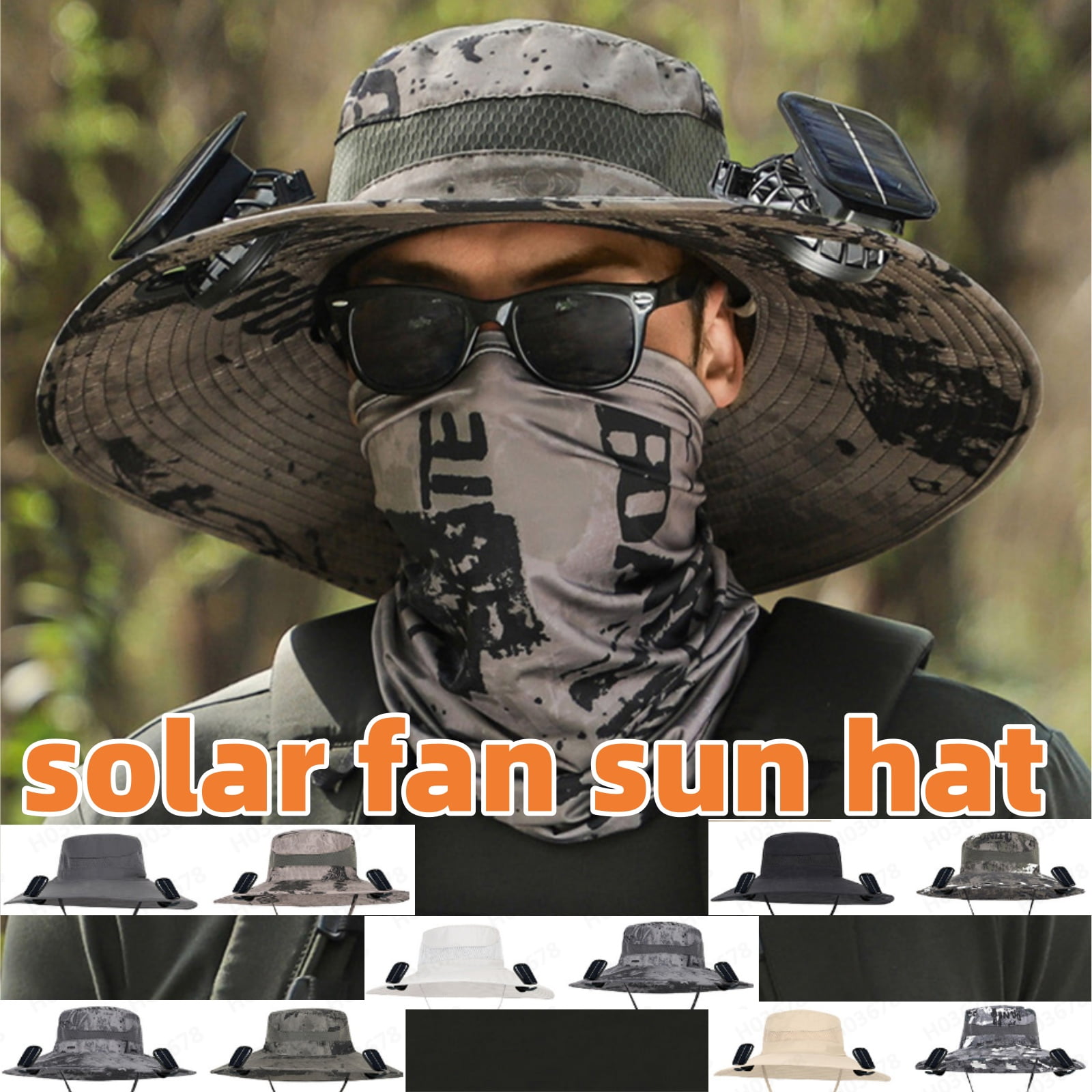 Sun Hats for Men with 2 Solar Fans, Wide Brim Solar Fan Hat, USB ...