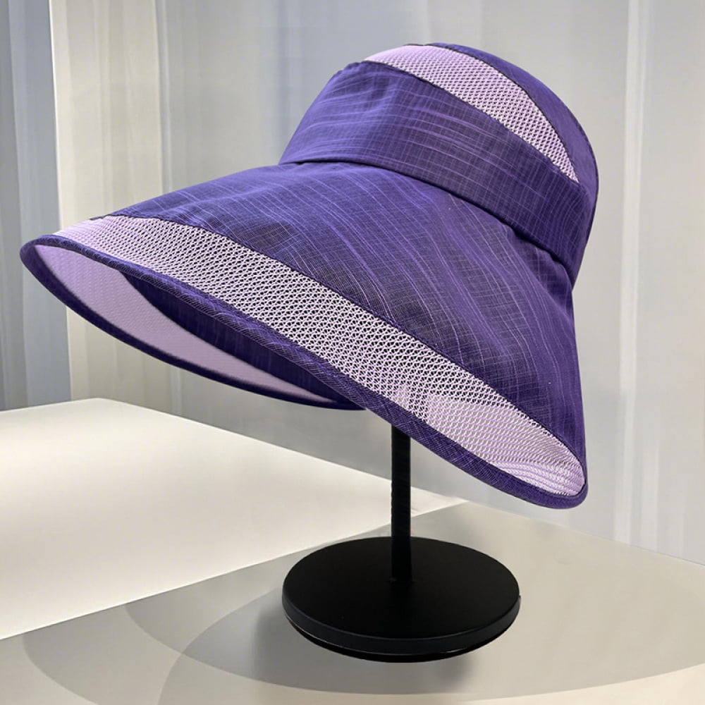 Sun Hats for Women Beach Hat Straw Visor Ponytail Summer UV Packable ...