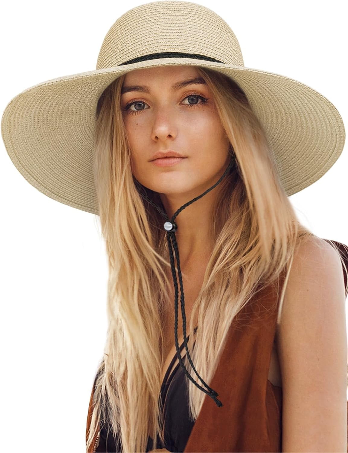 Sun Hats for Women, Oversize Wide Brim Straw Hat for Summer Travel ...