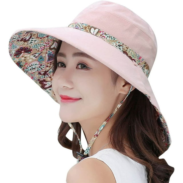 MIER Women's SPF Foldable Wide Brim UV Protection Beach Sun Hat, Pink ...
