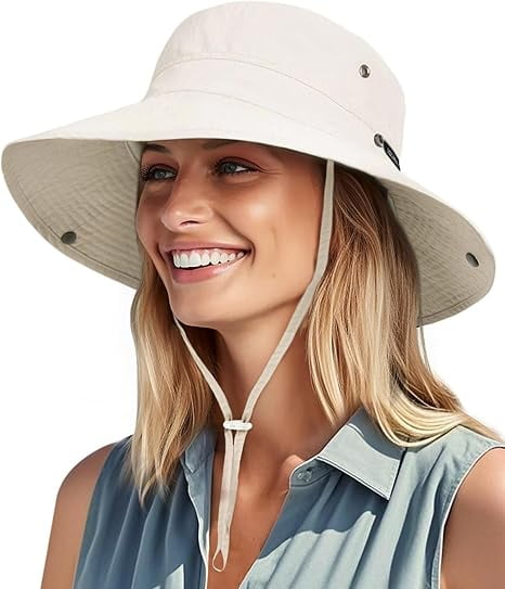 Sun Hats for Women Ponytail UPF 80+ Beach Summer Hat Wide Brim Packable Cowboy Hat - Walmart.com